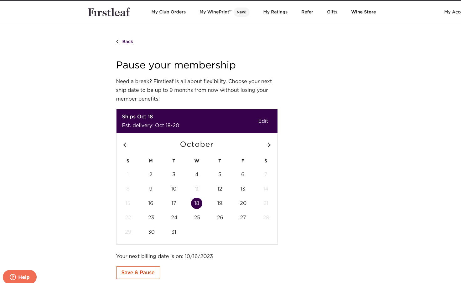 Pausing Account – Firstleaf